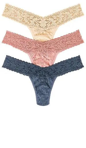 Hanky Panky 3 Original Rise Thongs In Pink,nude