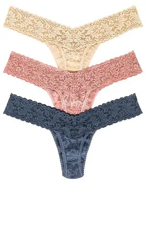 Hanky Panky 3 Original Rise Thongs In Pink,nude