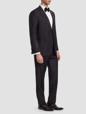 Emporio Armani G-line Classic Wool Notch Lapel Tuxedo - Black