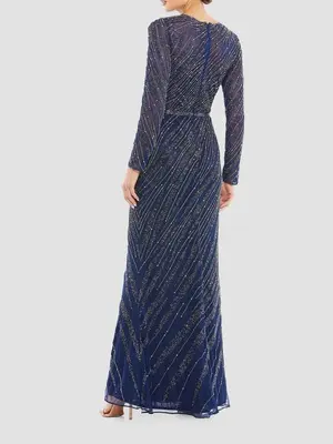 Mac Duggal Sequin Long-sleeve Gown