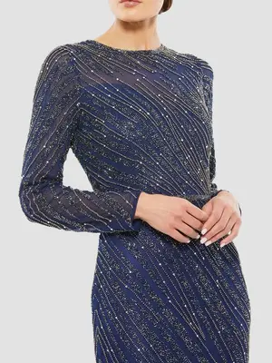 Mac Duggal Sequin Long-sleeve Gown