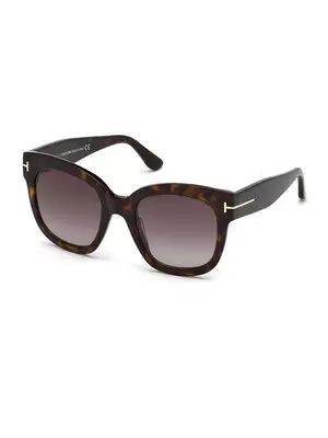 TOM FORD Women's Beatrix 55MM Square Sunglasses - Dark Havana Gradient Bordeaux - Dark Havana