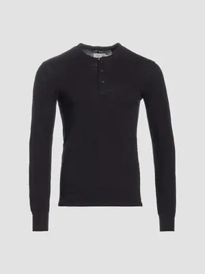 Rag & Bone Classic Long Sleeve Henley Slim-fit T-shirt - Jet Black