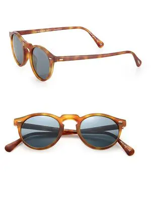Oliver Spencer Gregory Peck 47mm Round Sunglasses Brown Grey