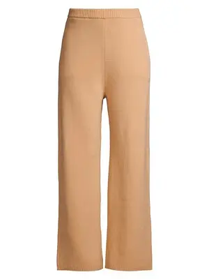 Victor Glemaud Women's Wool Wide-Leg Pants - Ivory - Size Small - Ivory  - Camel