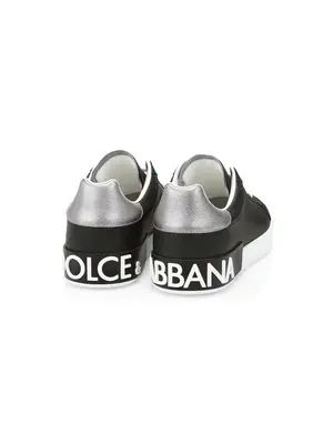 Dolce & Gabbana Portofino Leather Sneakers - Black Silver