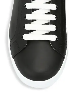 Dolce & Gabbana Portofino Leather Sneakers - Black Silver
