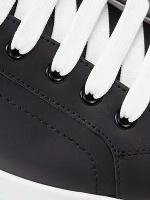 Dolce & Gabbana Portofino Leather Sneakers - Black Silver