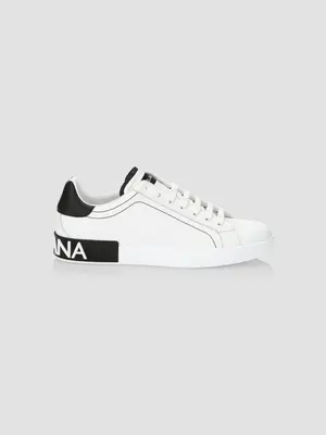Dolce & Gabbana Portofino Leather Sneakers White Black