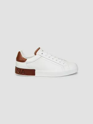 Dolce & Gabbana Portofino Leather Sneakers White Tan