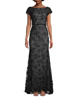 Mac Duggal Beaded & Embroidered Lace Gown - Blush