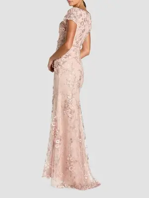 Mac Duggal Beaded & Embroidered Lace Gown - Blush