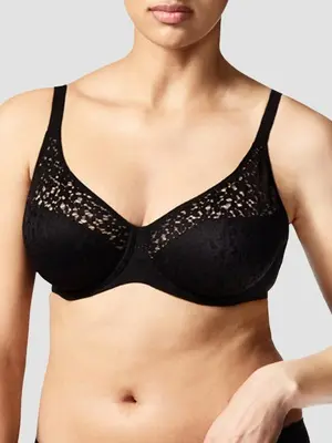 Chantelle Norah Full Coverage Molded Stretch Lace Bra - Black