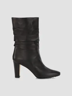 Manolo Blahnik Calasso 90mm Ruched Leather Boots