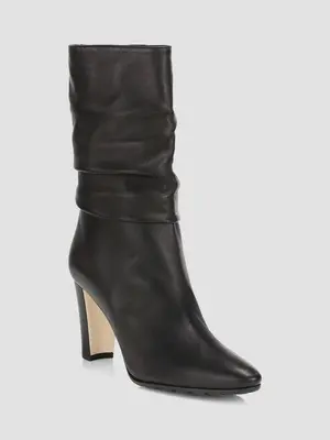 Manolo Blahnik Calasso 90mm Ruched Leather Boots