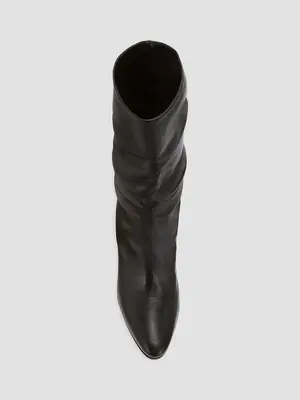 Manolo Blahnik Calasso 90mm Ruched Leather Boots