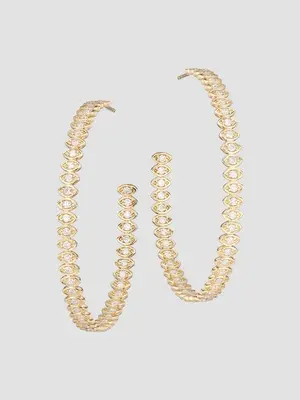 SYDNEY EVAN 18k Yellow & Diamond Evil Eye Hoop Earrings - Gold