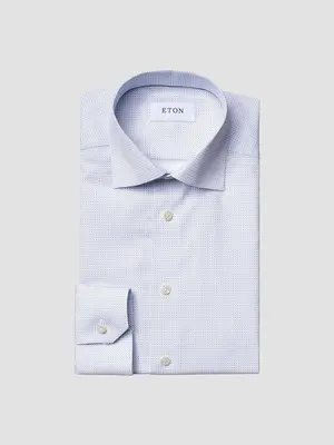Eton Contemporary-fit Micro Print Long-sleeve Dress Shirt - Blue