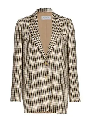 Max Mara Morena Checked Single-Breasted Blazer - Camel