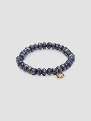 SYDNEY EVAN 14k Yellow Gold & Multi-stone Evil Eye Charm Bracelet - Blue Black