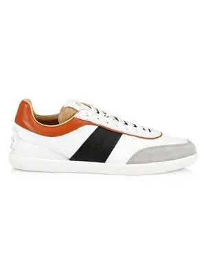 TOD'S Men's Cassetta 68C Leather & Suede Sneakers  - Neutral