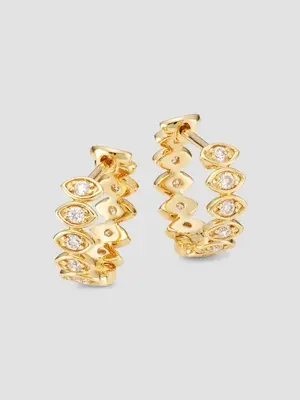 SYDNEY EVAN 14k Yellow & Diamond Evil Eye Huggie Hoop Earrings - Gold