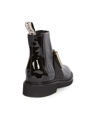 ROGER VIVIER Viv Rangers Strass Patent Leather Chelsea Boots