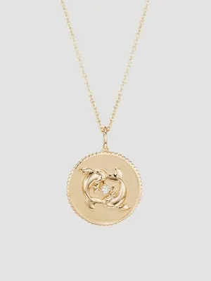 SYDNEY EVAN 14k Yellow & Diamond Zodiac Medallion Pendant Necklace - Pisces