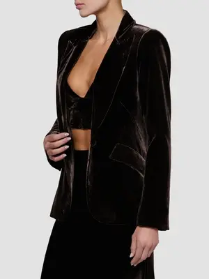 L'Agence Chamberlain Velvet Blazer - Dark Java