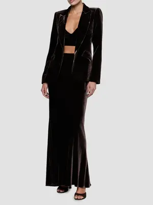 L'Agence Chamberlain Velvet Blazer - Dark Java