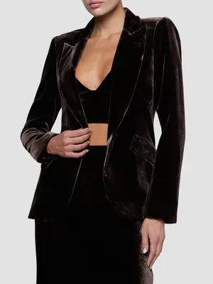 L'Agence Chamberlain Velvet Blazer - Dark Java