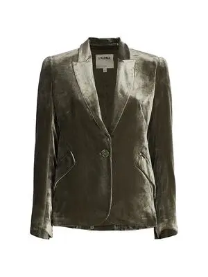 L'Agence Chamberlain Velvet Blazer Ivy Green