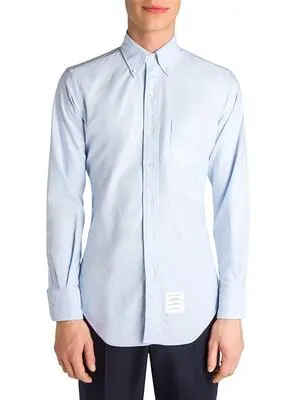 Thom Browne Men's Solid Button-Down Shirt - White - Size Small - White  Light Blue