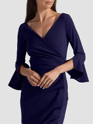 Chiara Boni La Petite Robe Trina Ruffle Sheath Dress - Blue Notte