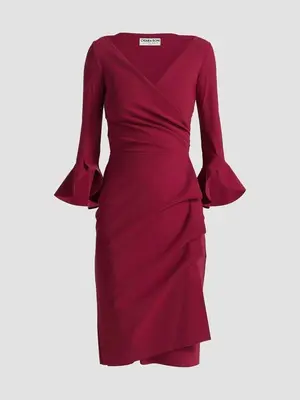 Chiara Boni La Petite Robe Trina Ruffle Sheath Dress Garnet