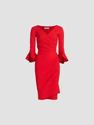 Chiara Boni La Petite Robe Trina Ruffle Sheath Dress Geranium