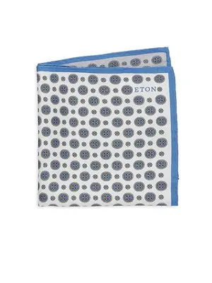 Eton Silk Pocket Square Blue Multi