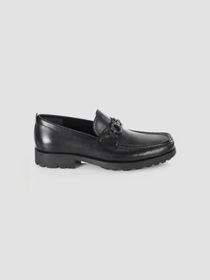 FERRAGAMO David Gancini Bit Leather Loafers - Nero