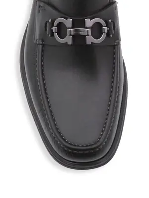 FERRAGAMO David Gancini Bit Leather Loafers - Nero
