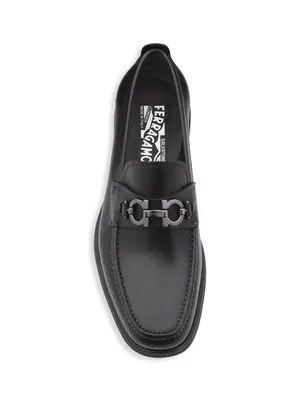 FERRAGAMO David Gancini Bit Leather Loafers - Nero
