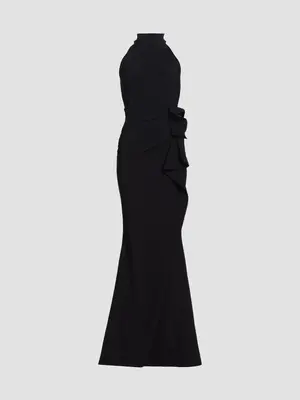 Chiara Boni La Petite Robe Gudrum Halter Ruffle Gown - Black