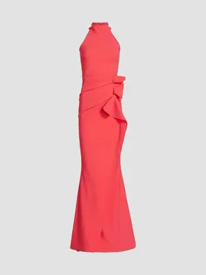 Chiara Boni La Petite Robe Gudrum Halter Ruffle Gown - Corallo
