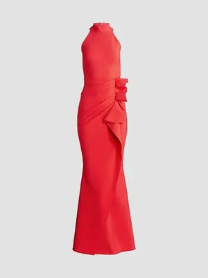 Chiara Boni La Petite Robe Gudrum Halter Ruffle Gown - Geranium