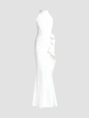 Chiara Boni La Petite Robe Gudrum Halter Ruffle Gown - White