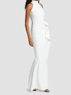 Chiara Boni La Petite Robe Gudrum Halter Ruffle Gown - White