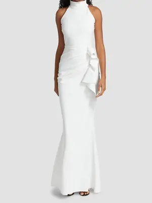 Chiara Boni La Petite Robe Gudrum Halter Ruffle Gown - White