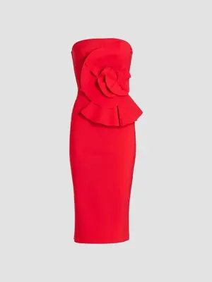 Chiara Boni La Petite Robe Hebe Strapless Ruffle Sheath Dress - Geranium