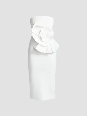 Chiara Boni La Petite Robe Hebe Strapless Ruffle Sheath Dress - White