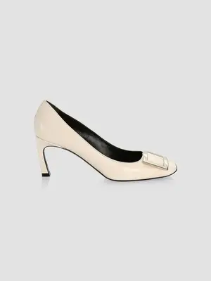 ROGER VIVIER Belle Vivier Trompette 70mm Patent Leather Pumps Off White