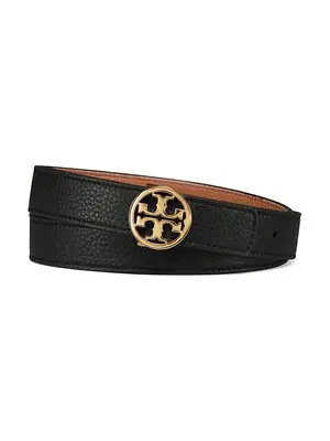 Tory Burch Women's Reversible Logo Leather Belt - Pink Moon - Size XS - Pink Moon  Black